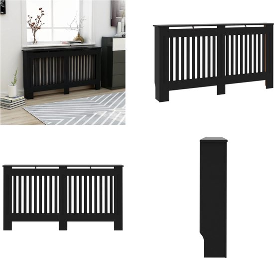 vidaXL Radiatorombouw 152x19x81 cm MDF zwart - Radiatorombouw ...