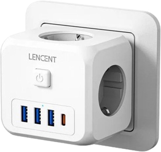 Lencent Stopcontact Splitter - Wandcontactdoos Verlenger - met 3 AC ...