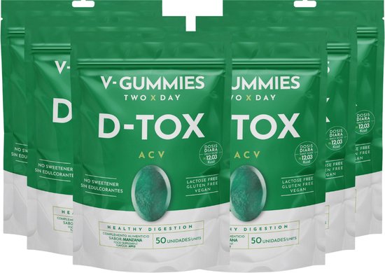 V-GUMMIES DETOX ACV - Vitamine Gummie - 6 x 50 Stuks - Voordeelverpakking | bol