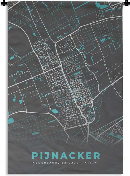 Wandkleed - Wanddoek - Plattegrond - Pijnacker - Kaart - Stadskaart ...