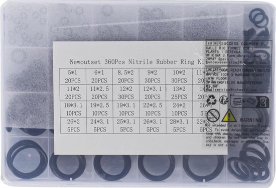 O-ringen, afdichtingsringen, van rubber, assortimentsset, platte ...