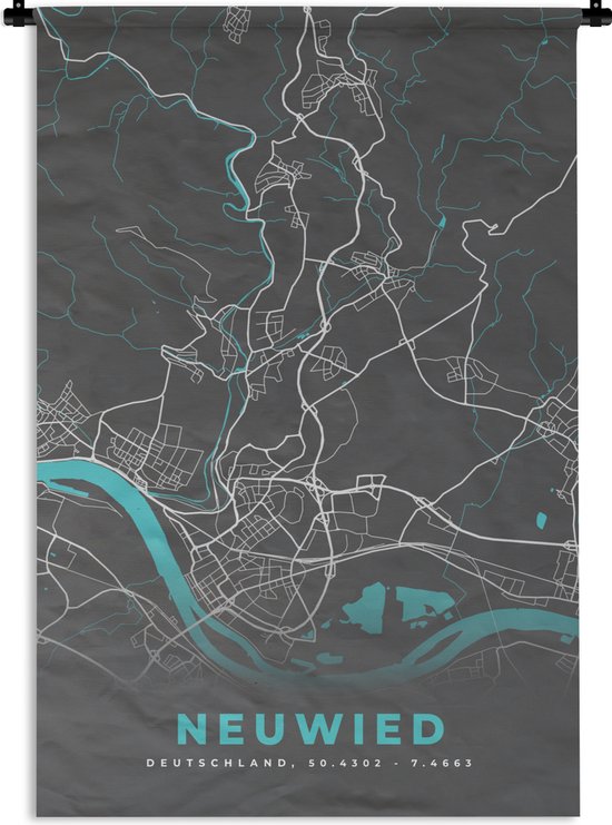 Wandkleed - Wanddoek - Blauw – Duitsland – Plattegrond – Stadskaart ...