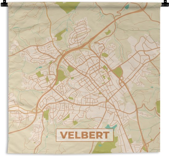Wandkleed - Wanddoek - Plattegrond - Velbert - Vintage - Kaart ...