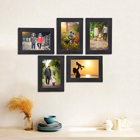 Fotolijst, 10 x 15 cm, met MDF-platen, zwart, set van 5, fotolijst ...