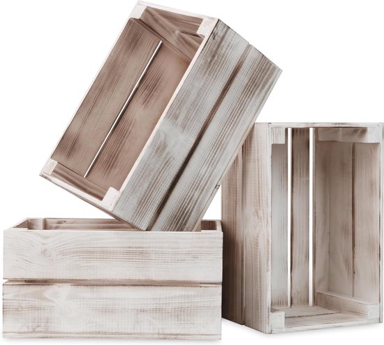 Houten Kist Mini Vintage Zwart En Wit 30x20x15 Wijnkisten Hout Vintage Fruitkist Bol