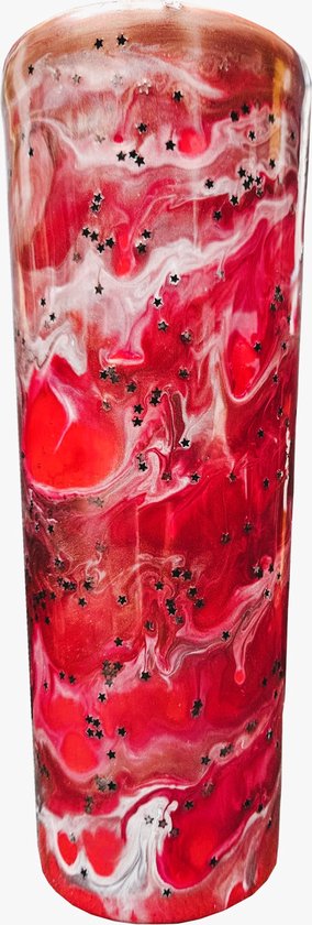 Glazen vaas, versierd met epoxy, alcohol inkt, pigmenten en glitter ...