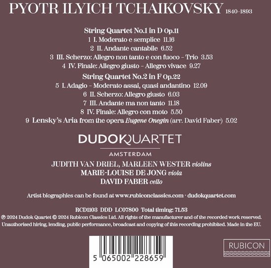 Dudok Quartet Amsterdam - Tchaikovsky String Quartets Vol. 1 (CD), Dudok Quartet... | bol