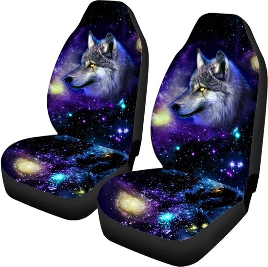 Universele auto-accessoires met blauwe ruimte en wolf, volledige set ...