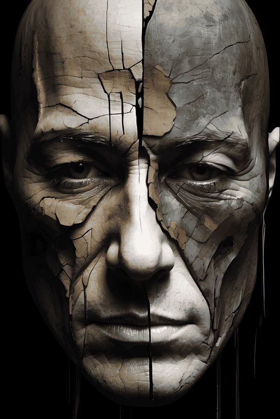 Half Gezicht Poster | Half Face | Abstracte Kunst | Moderne Poster ...