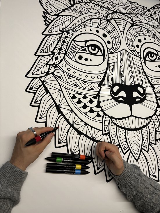 XL Kleurplaat - CADEAUTIP! - Kleurplaat mandala vos 80 x 80 cm ...