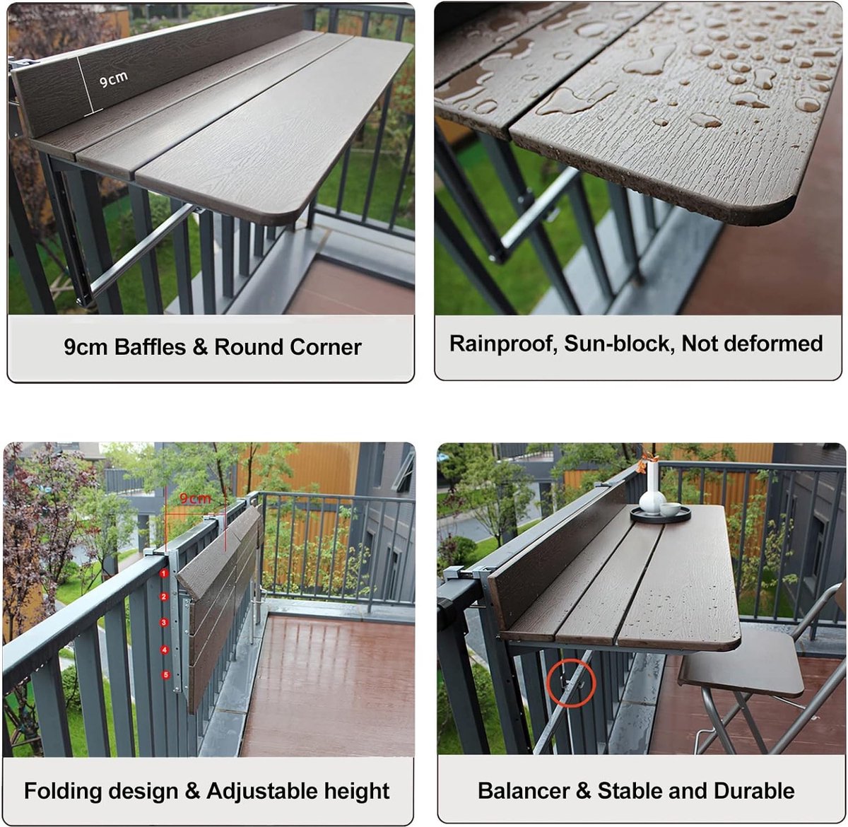 Table suspendue de balcon pliable, table pliante de balcon, table ...