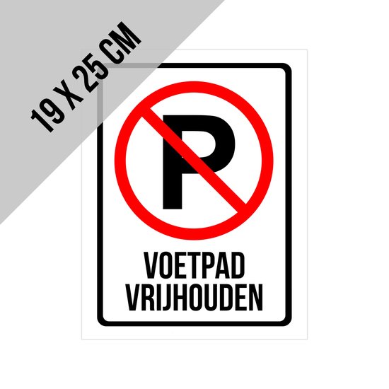 Pictogram/ bord | "Voetpad vrijhouden" | 19 x 25 cm | Parkeerverbod ...