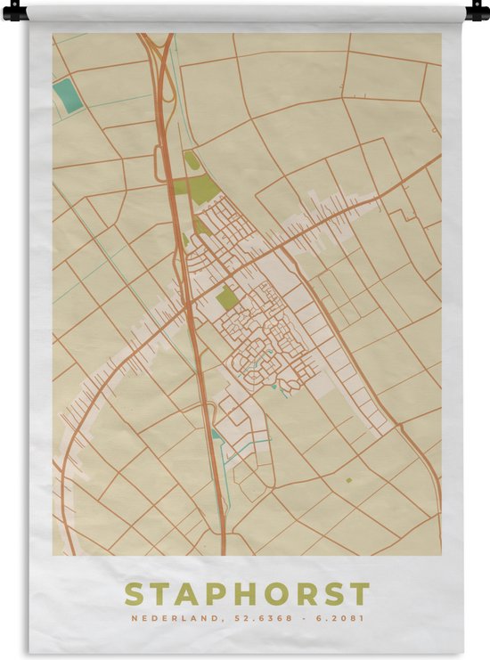 Wandkleed - Wanddoek - Kaart - Stadskaart - Plattegrond - Staphorst ...