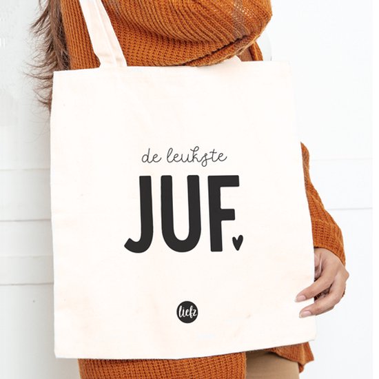 Katoenen tas | De leukste juf - juf kadootje - juf bedankje - juf cadeautje - juffen... | bol