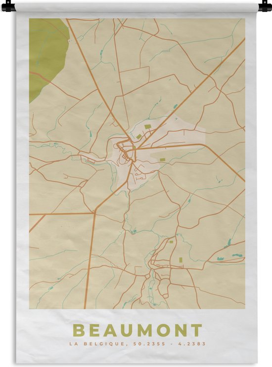 Wandkleed - Wanddoek - Kaart - België - Beaumont - Stadskaart ...
