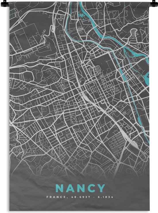 Wandkleed - Wanddoek - Nancy - Frankrijk - Plattegrond - Kaart ...