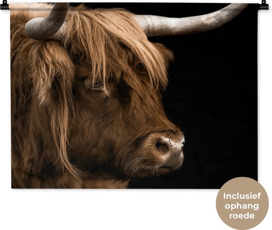 Wandkleed - Wanddoek - Schotse hooglander - Vacht - Dier - 90x67.5 cm ...
