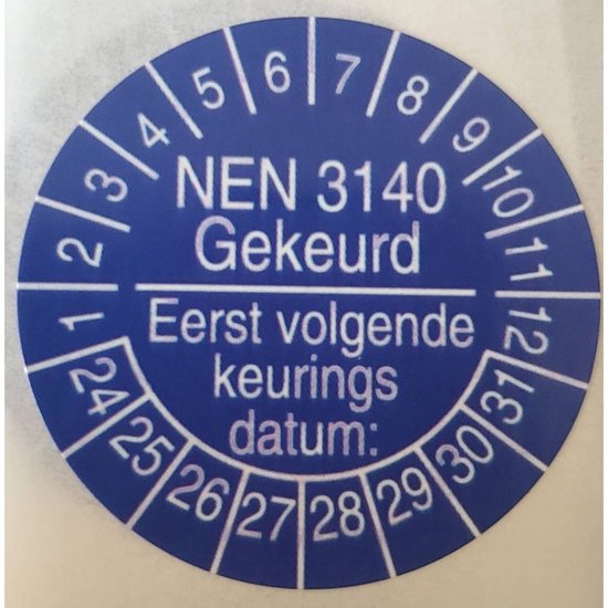 Keuringssticker Arbeidsmiddelen - 30mm - Blauw - NEN 3140 - 50 STUKS -... | bol