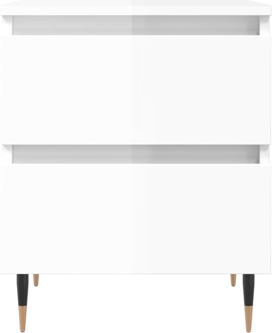 vidaXL Nachtkastjes 2 st 40x35x50 cm bewerkt hout hoogglans wit - Kast ...