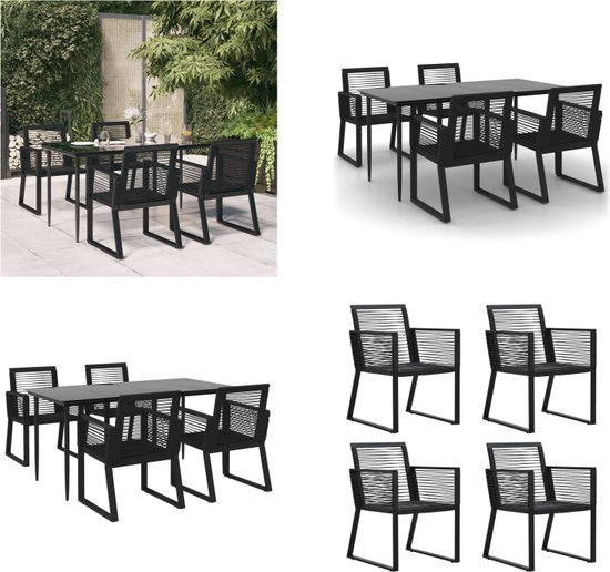 vidaXL 5-delige Tuinset PVC-rattan zwart - Tuinset - Tuinsets - Eethoek ...