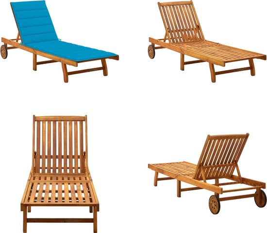 vidaXL Ligbed met kussen massief acaciahout - Ligbed - Ligstoel ...