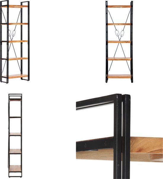 vidaXL Boekenkast met 5 schappen 60x30x180 cm massief acaciahout ...
