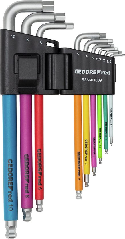 Gedore RED Inbussleutelset - 9-delig, 1,5-10 mm - Multicolour - Inbus ...