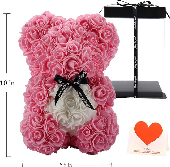 Rozenbeer - Roze - Rose Bear - Rose Teddy - Valentijn - Moederdag - Rozen Teddy Beer | bol