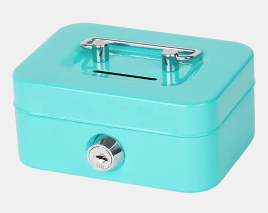 Geldkist Money Box Met Sleutel L11 X B8 X H5 Cm Groen Bol