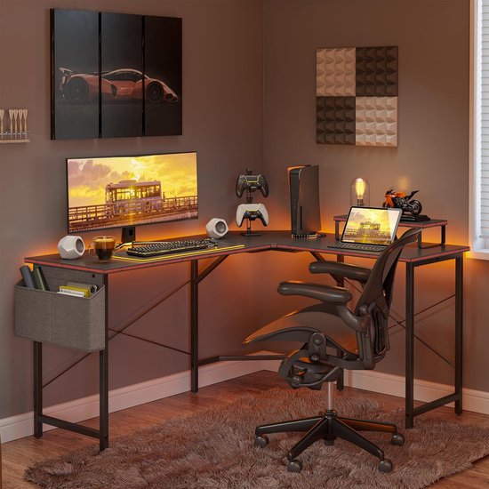 Moderne L-vormige computertafel, 170 x 120 cm, pc-tafel met ...