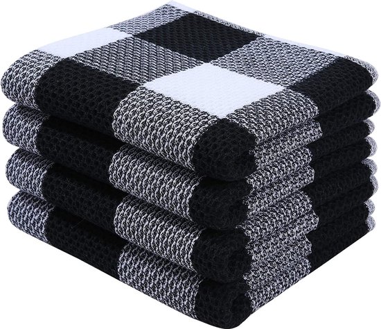 Set van 4 theedoeken, 100% katoen, 33 x 71 cm, zachte vaatdoeken ...
