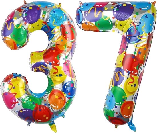 Cijfer Ballonnen Ballon Cijfer 37 Verjaardag Versiering Feest Helium ...