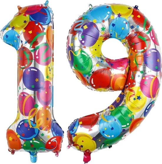Cijfer Ballonnen Ballon Cijfer 19 Verjaardag Versiering Feest Helium ...