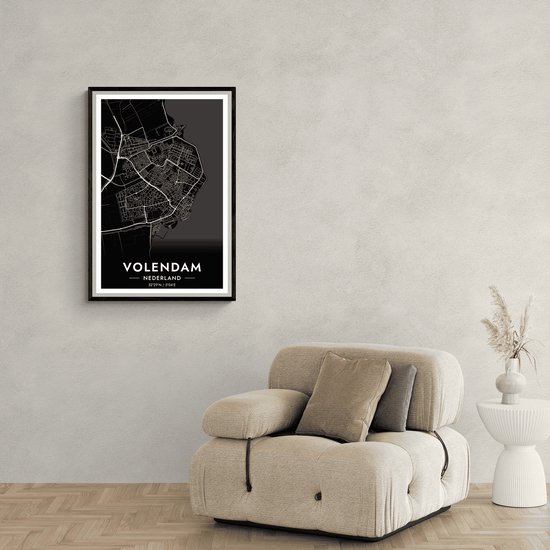 Volendam Poster Zwart - Volendam Map - Kaart van Volendam - Stad ...