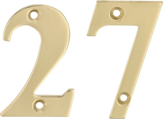 AMIG Huisnummer 27 - massief messing - 10cm - incl. bijpassende ...