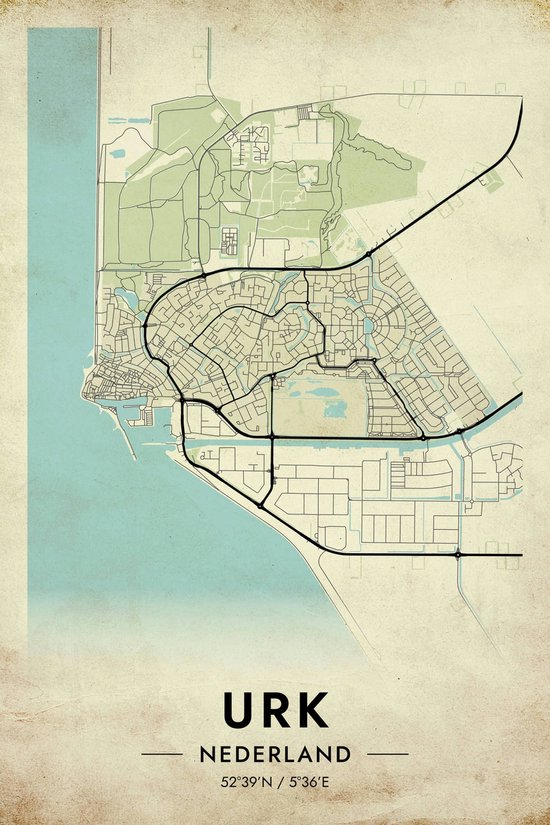 Urk Poster Vintage | Urk Map | Kaart van Urk | Stadposter | 61x91cm ...