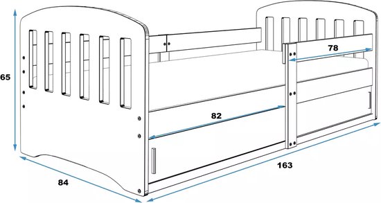 Kinderbed klasiek 2 kleurig 80 x 160 Antraciet Wit | bol
