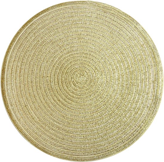Set van 6 ronde gevlochten placemats, gouden bling, handgemaakte ...