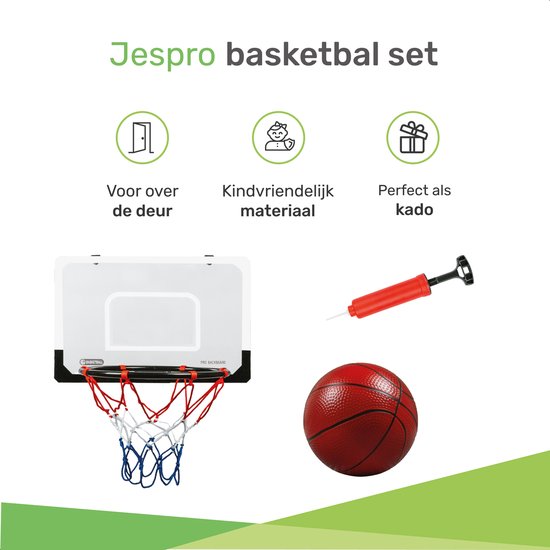 JESPRO mini Basketbal set - incl. Bal en pomp - Voor aan Muur en deur ...