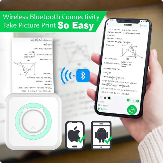 Mini Printer - Sticker Printer - Bluetooth Printer - Incl. 5 Rollen ...