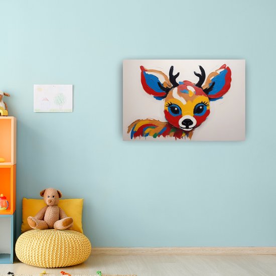 Baby hert kleurrijk poster - Hert poster - Wanddecoratie modern - Retro ...