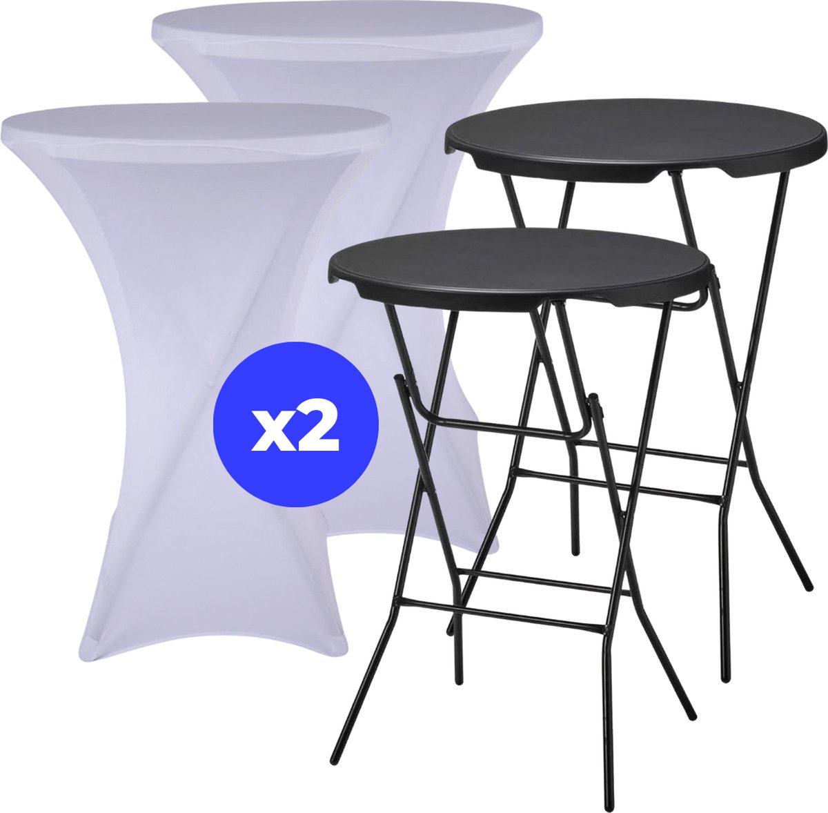 ElixPro 2x Zwarte Statafel + 2x Witte Statafelrok - Partytafel - Staantafel -... | bol