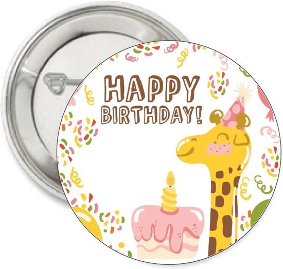 Button Happy Birthday Giraf - button - giraf - happy birthday ...