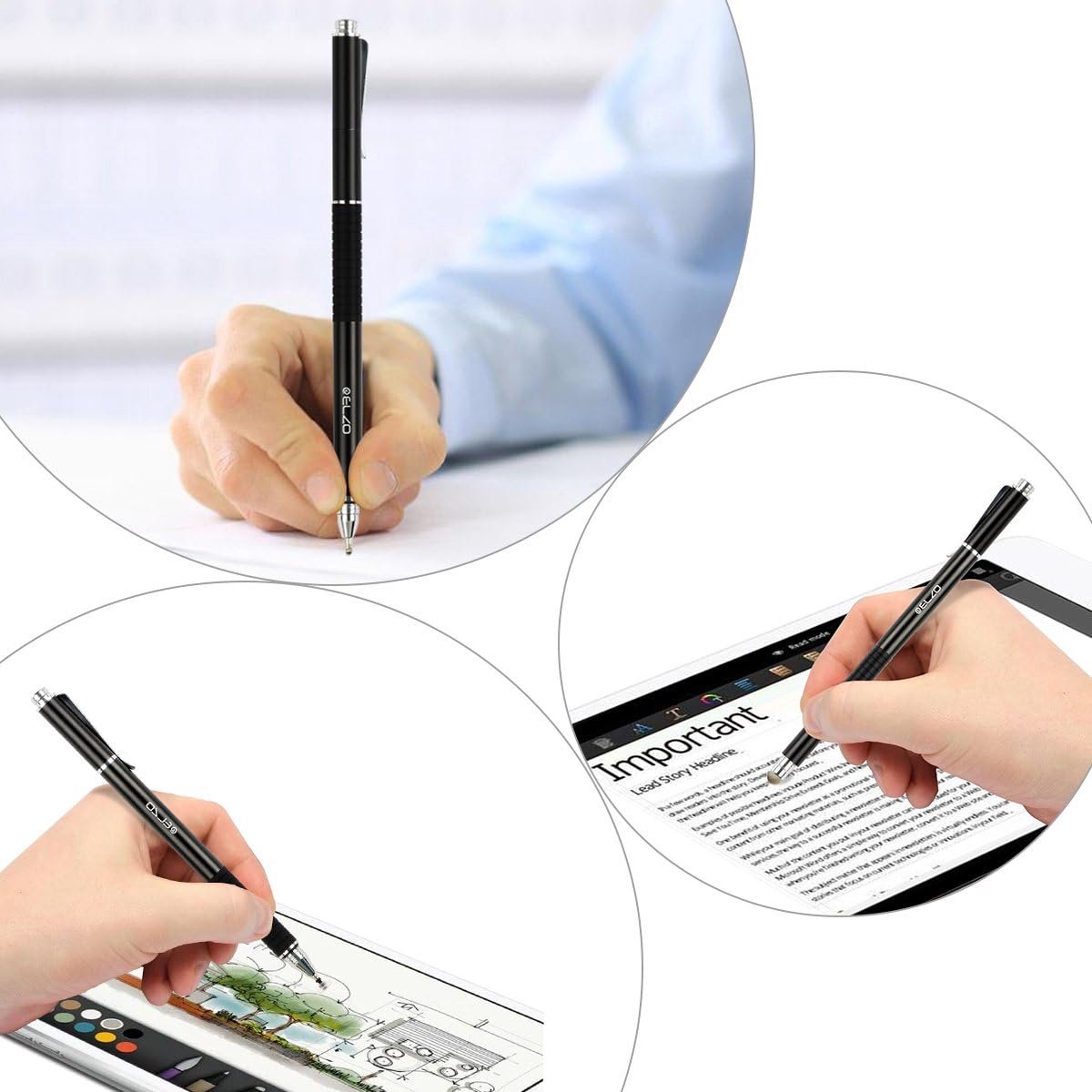 Elzo 3 in 1 Stylus Pen - 2 stuks Touch Pen - Touch Pen voor Tablet ...