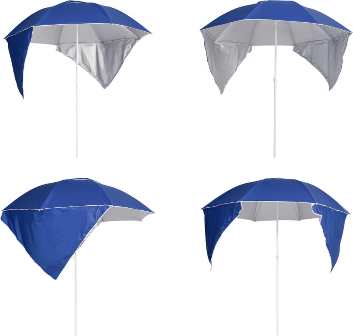 vidaXL Strandparasol met zijwanden 215 cm blauw - Strandparasol ...