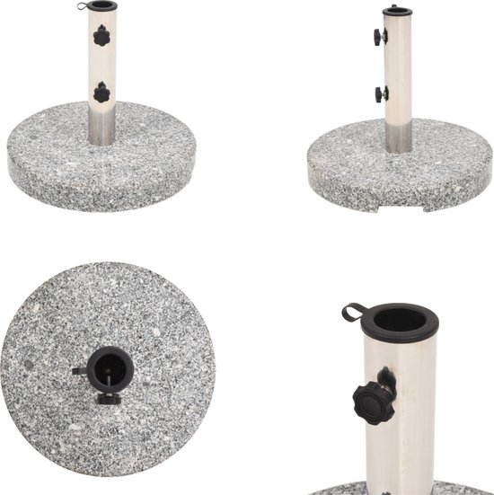 vidaXL Parasolvoet rond 20 kg graniet - Parasolvoet - Parasolvoeten ...