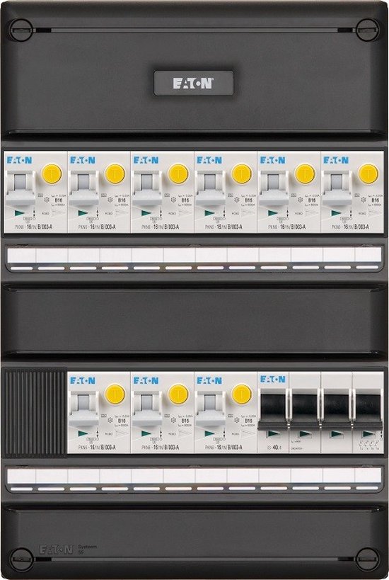 Eaton groepenkast, 9 aardlekautomaten, 1 hoofdschakelaar 4P | bol