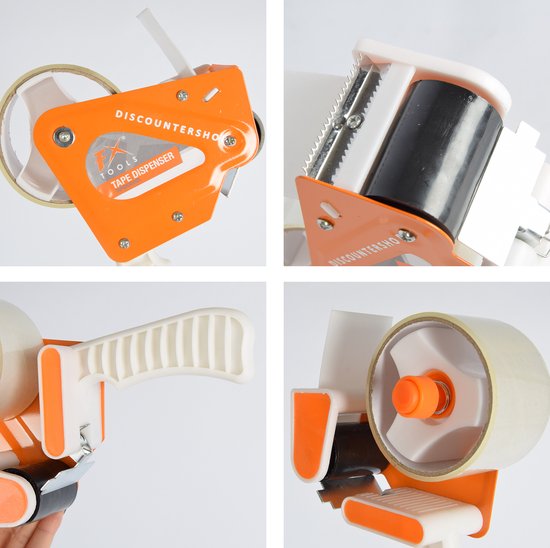 Handige Verpakkingstape Dispenser - Set van 3 met 6 Tape Rollen (15m x ...