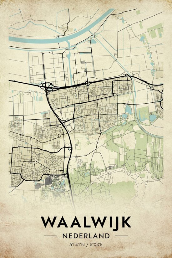 Waalwijk Poster Vintage | Waalwijk Map | Kaart van Waalwijk ...