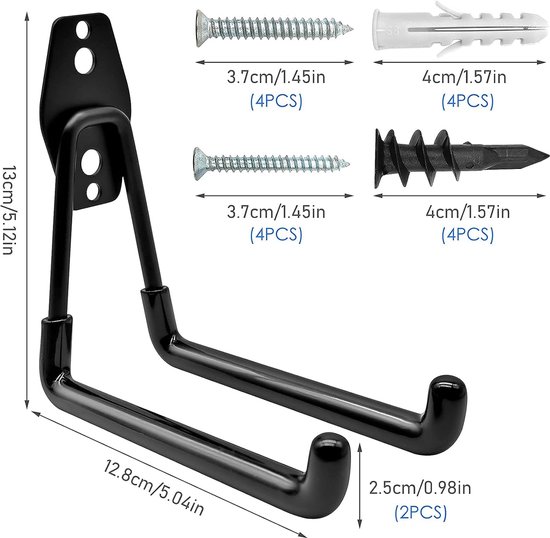 2 Stuks Garage Haken Grote Dubbele Metalen Muur Haken Garage Opslag ...